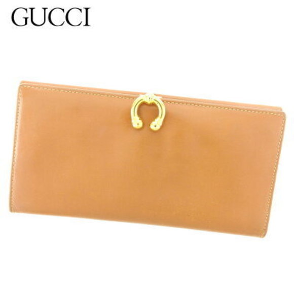 Gucci | Bags | Gucci Long Wallet Horseshoe Brown Leather | Poshmark